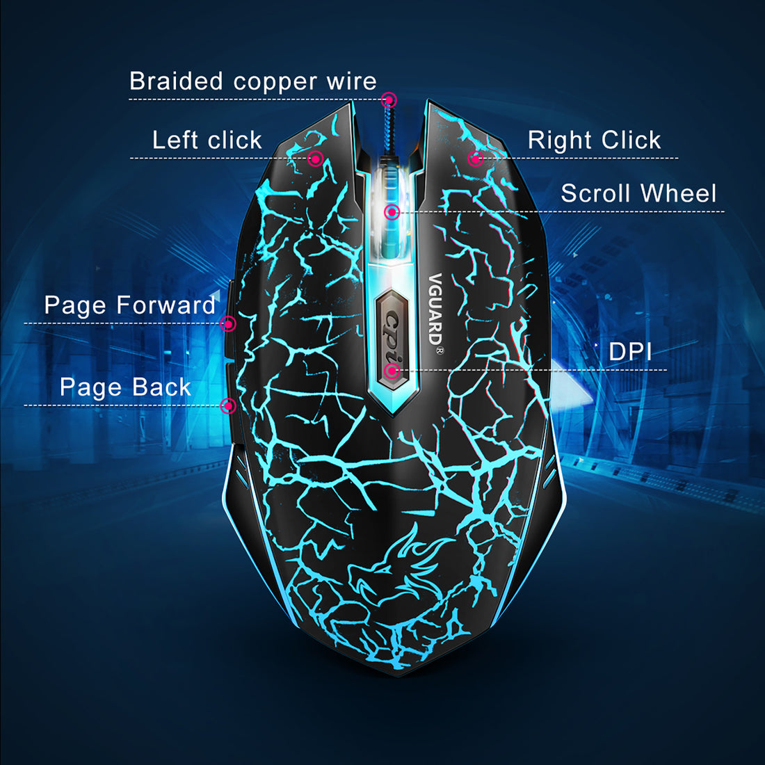 VGUARD Gaming Mouse Black(Upgraded Version) UPC: 663274842242