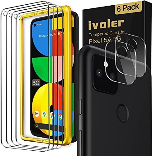 [6 Pack] iVoler Tempered Glass Screen Protector for Google Pixel 5a 5G